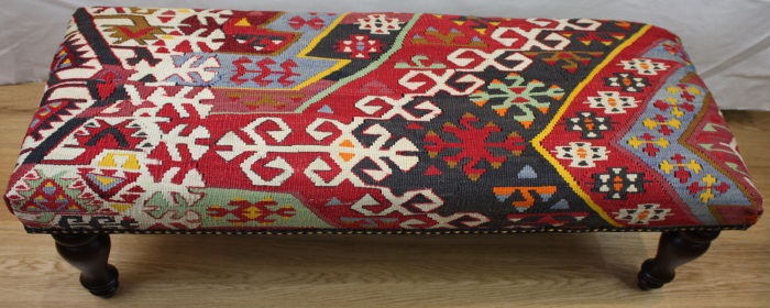 Antique Turkish Kilim Bench Stool at Lower Price on Rug Store UK - R4026